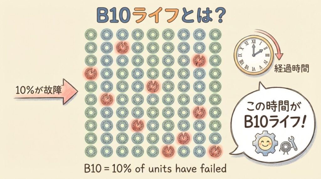 【図解】B10ライフとは？｜"10%が壊れる時間"でベアリングの寿命を予測する - soloblog